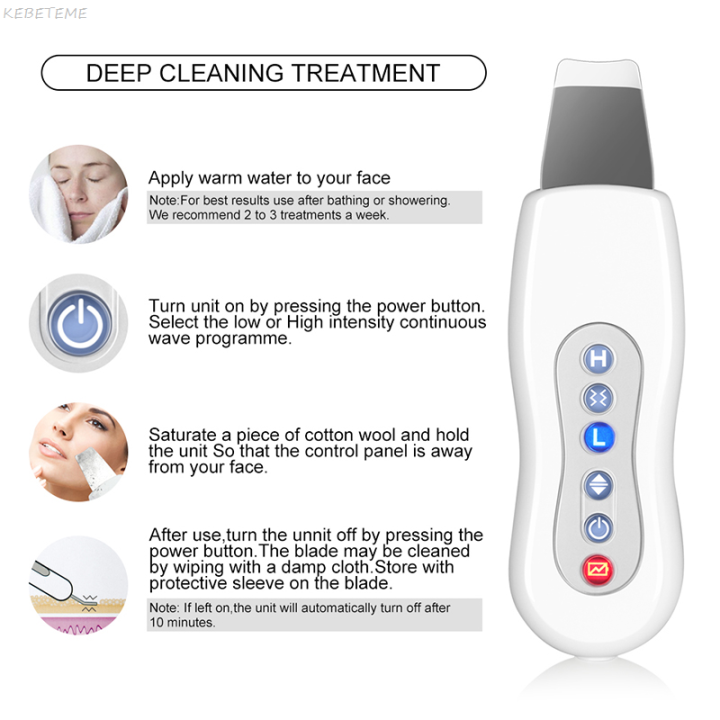 KEBETEME Beauty Star Ultrasonic Face Cleaner Skin Scrubber Ultrasound ...