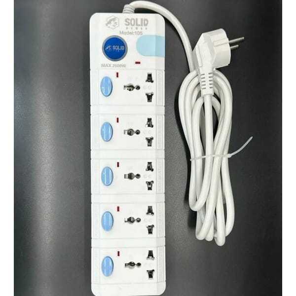 Solid Power 3 Meter Wire Good Quality 5 Socket Extension (Power Capacity Of 2500W max) (Model no ...