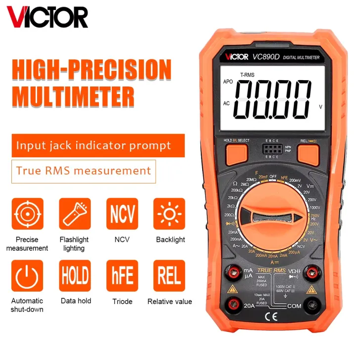 Digital Multimeter Resistance 20 Amp Measurement Victor VC890D True MRS ...