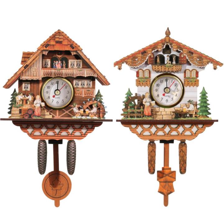 Living Room Retro Handcraft Quartz Cuckoo Clocks Wall Clock Wooden ...