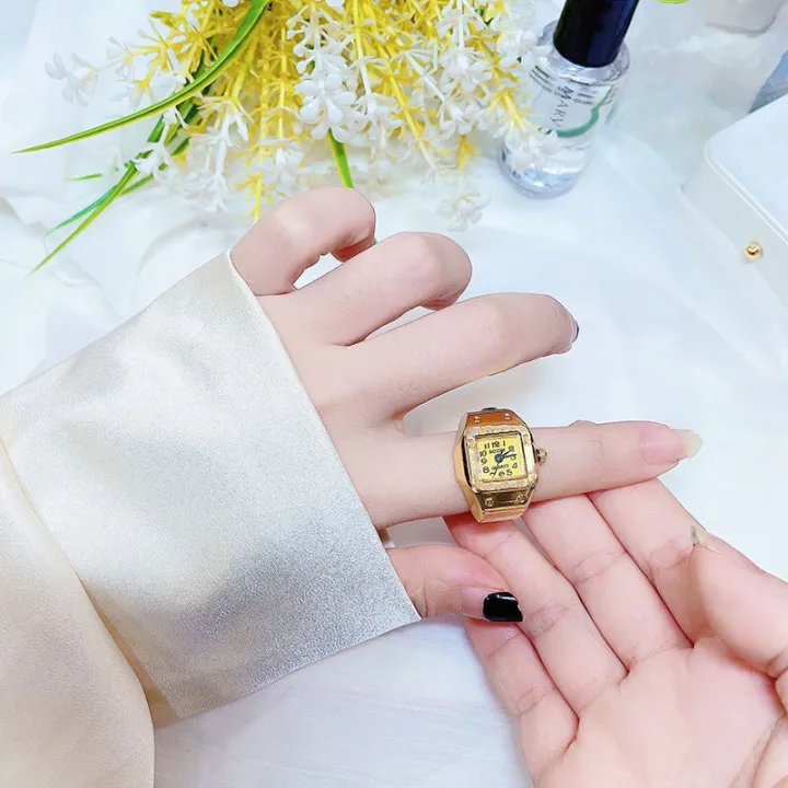 【Folio & Light】Ring Hand Gold Watch Electronic Mini Ultra Small Finger ...