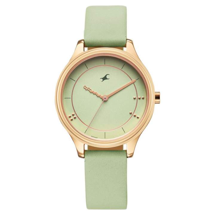 Fastrack Stunners Quartz Analog Green Dial Green Leather Strap Watch ...
