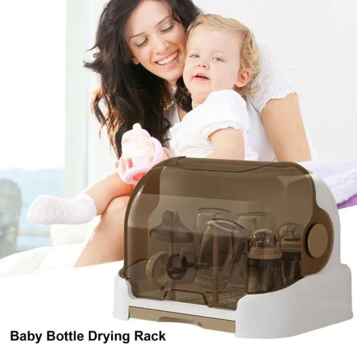 Convenient Plastic Babies Bottles Drying Rack with Cover Removable ...