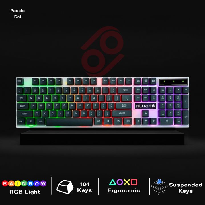 MILANG K6 Professional Polychromatic RGB Rainbow Backlit Gaming ...