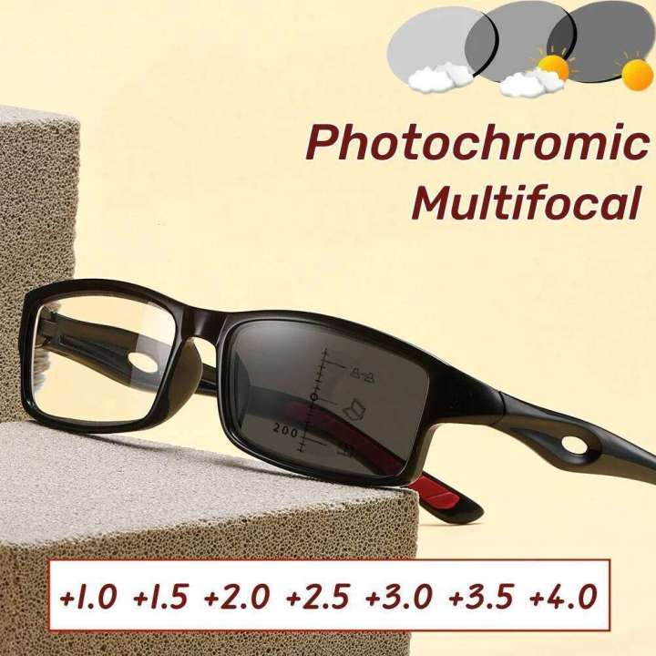 2024 Sports Photochromic Multifocal Reading Anti Blue Light Presbyopia ...