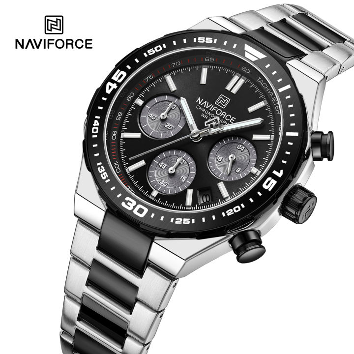 NAVI-FORCE NF 8049 Men Business Casual Stainless Steel Chronograph Date ...