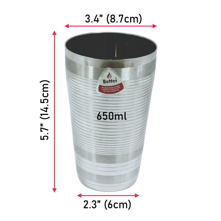 Stainless Steel Stripped Design Traditional Lassi Glass 650ml | Daraz ...