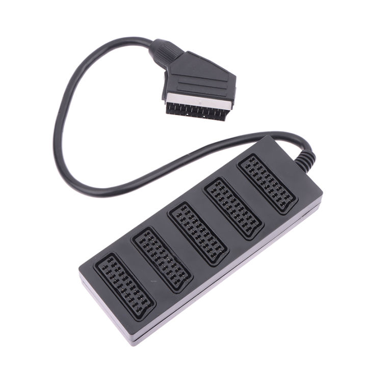 21Pin Scart 5 Way Splitter 21p Scart Male To 5 Female Adapter Connector ...