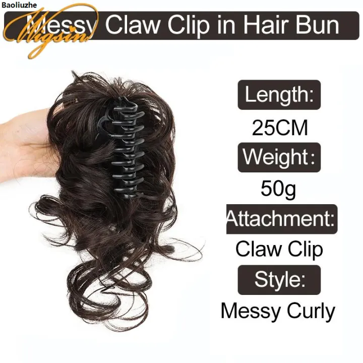 BaoliuzheWIGSIN Synthetic Claw Chignon Short Messy Curly Hair Bun ...