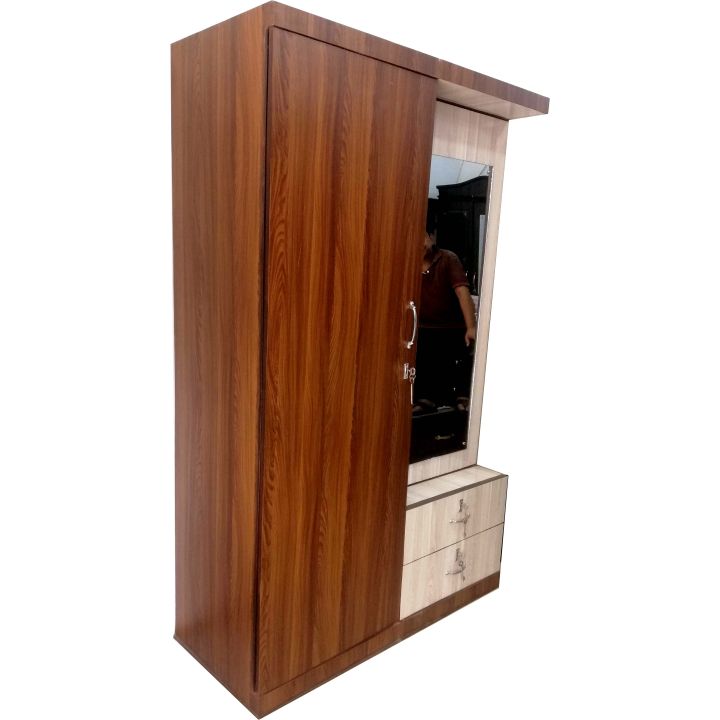 Two Piece 2pc Plane Design with Dressing Daraz Daraaz Daraj Wardrobe Brown White Daraz .np
