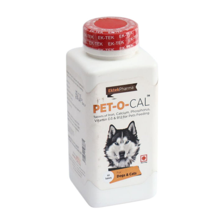 Pet-O-Cal Tablets Of Iron,Calcium,Phosphorus,Vitamin D3 And B12 For ...