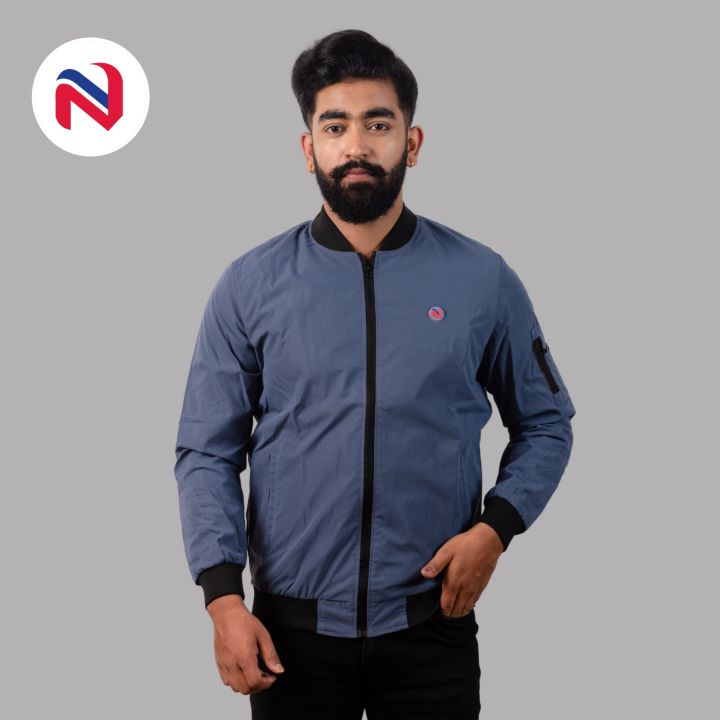 Nyptra Blue Grey Premium Net Inside Bomber Jacket For Men - Fashion ...