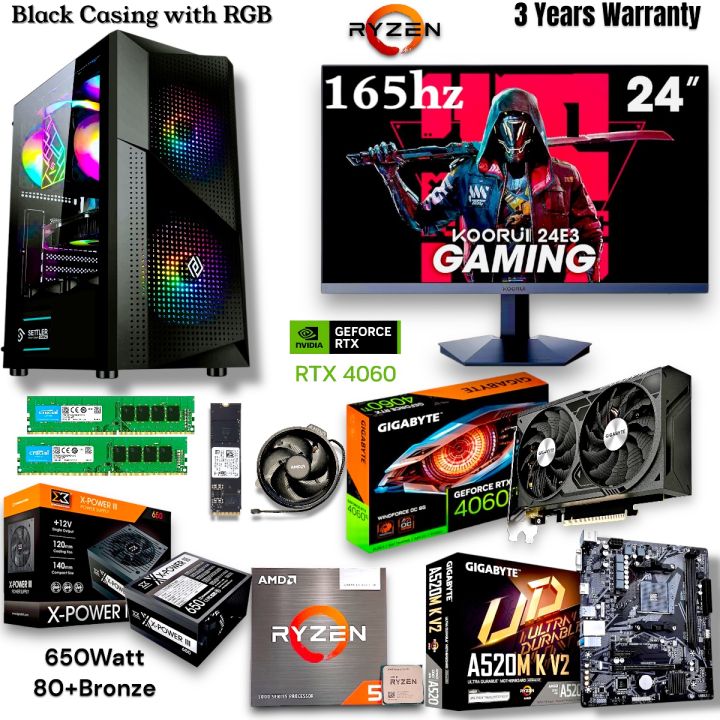 RTX 4060 8GB Graphics Card Embedded Gaming PC Full Setup With Ryzen 5 ...