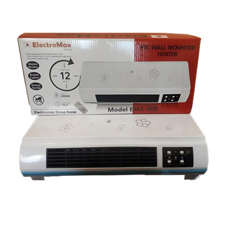 Electromax Wall Mounted Ceramic Heater with Fan Space Heating with Remote Control 2000W | Daraz ...