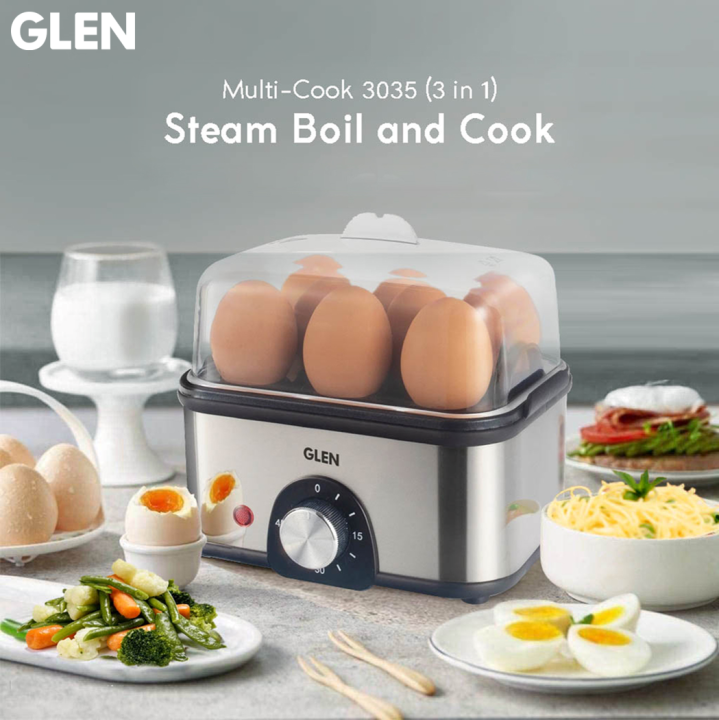 Glen 3-in-1 Electric Multi Cooker Egg Boiler, Steam, Cook & Boil, 350W ...