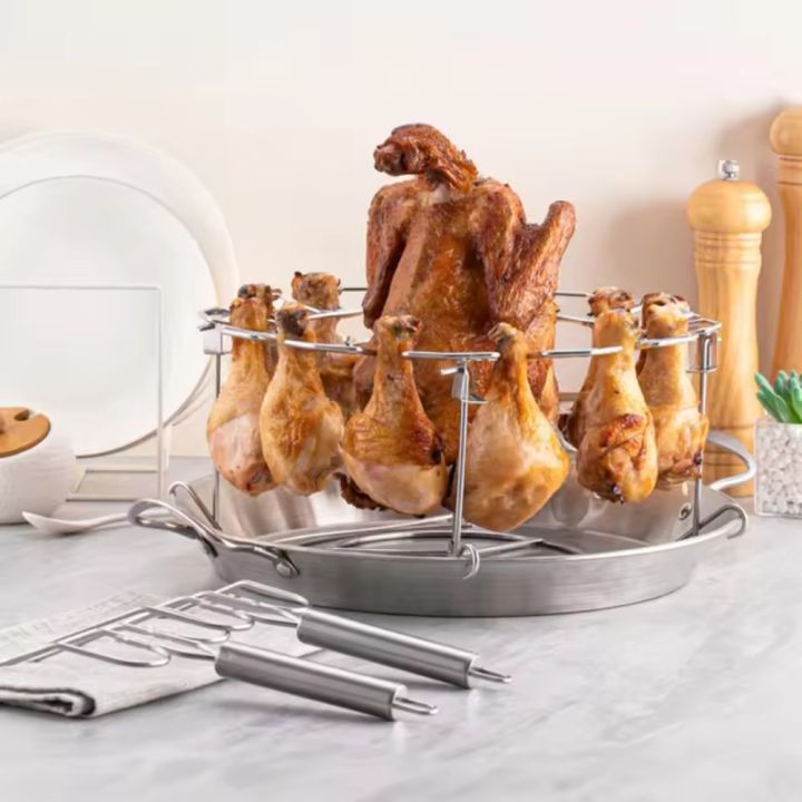 Household Versatile Chicken Drumstick Stand with Drip Tray Foldable ...