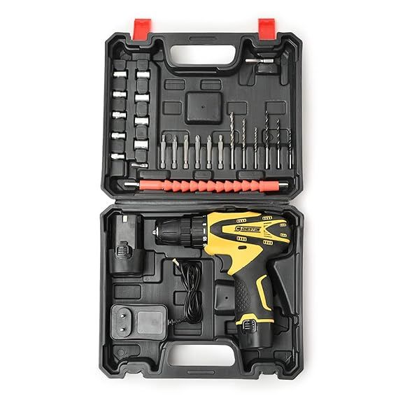 12V Cordless Drill Machine Screwdriver Kit | 10mm Keyless Chuck | 2 ...