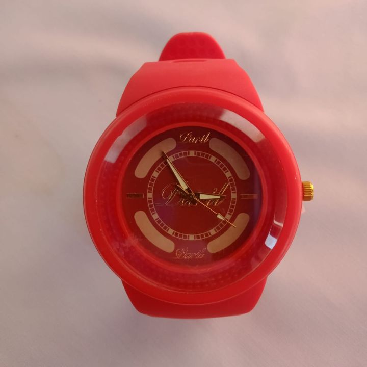 Round Stylish Silicone Strap Designer Analog Watch Red Color | Daraz.com.np