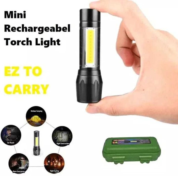 XPE+COB LED USB Charging Flashlight Adjustable Telescopic Zoomable Mini ...