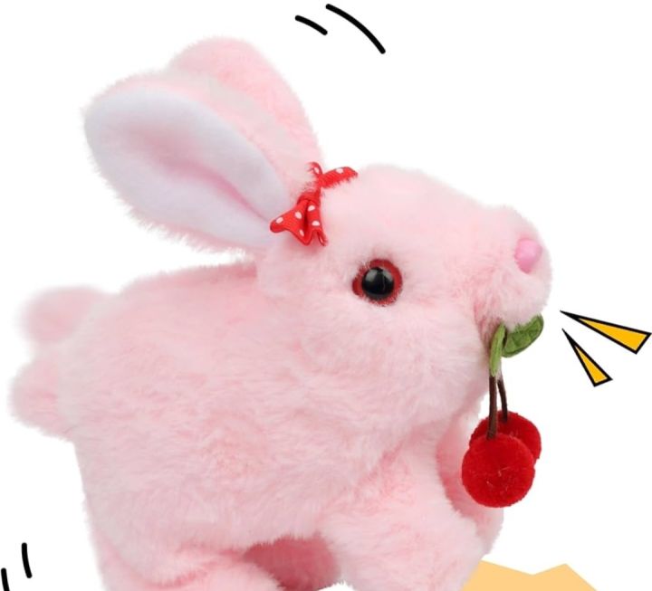Spunky Add-ons Walking Bunny Stuffed Animal Interactive Jumping Spotted ...