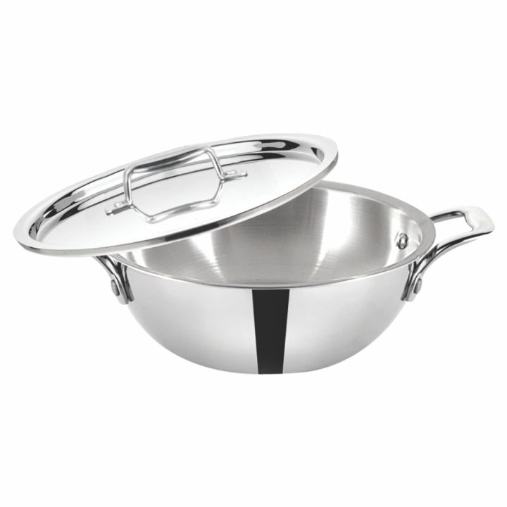Baltra Triply Kadhai – Stainless Steel with Lid – Multiple Sizes ...