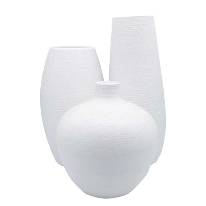White Heavy Ceramic Flower Vask Set Of 3 | Daraz.com.np