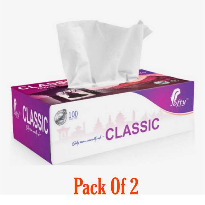 Softy Classic Facial Box Tissue 100 Pulls 200 Sheets - Pack Of 2 ...