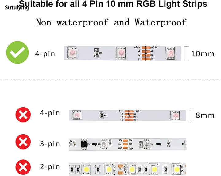 Sutuiying 10pcs 4 Pin LED Connector 10mm RGB LED Strip to Wire ...
