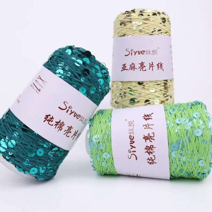 100g 3mm+6mm Sequin Pure Cotton Yarn, Hand Woven DIY Clothes and ...