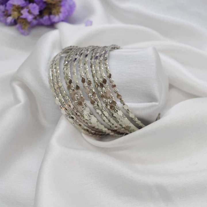 Jewels of Nepal Silver Toned Metallic Set Bangles For Women- Set of 12 ...