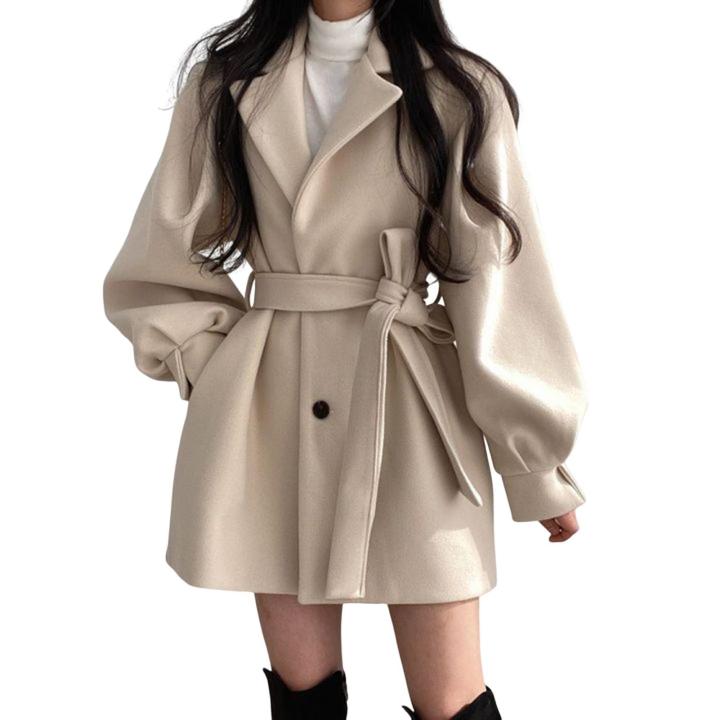 DESCENTE Women Lapel Coat Stylish Fall Winter Women's Jacket with Belt ...