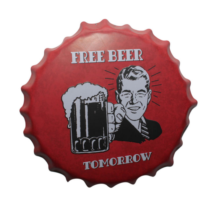 Red Free Beer Printed Tin Cap Wall decor | Daraz.com.np