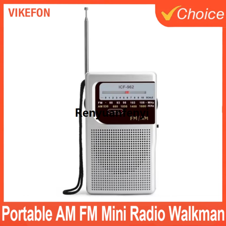 Renyuan ICF-962 Portable Pocket Radios AM FM 3.5mm AUX Mini Walkman 2 ...