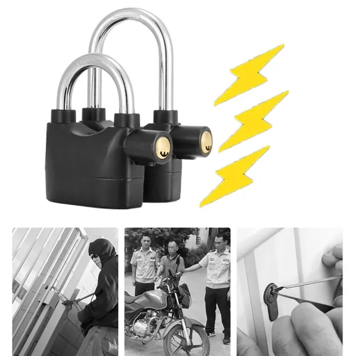 Waterproof Alloy Steel Anti-theft Alarm Lock Padlock 110 DB Long Life ...