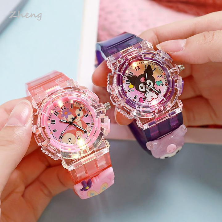 Zheng Anime Sanrio Led Luminous Watches Kawaii Kuromi My Melody Hello ...