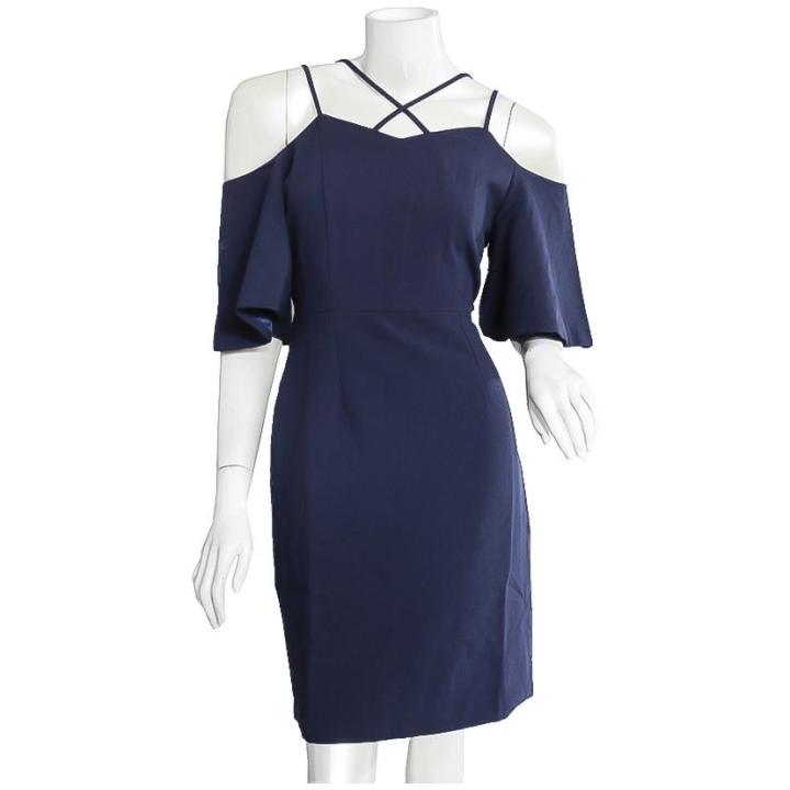 Navy Blue Front Cross Design Dress For Women | Daraz.com.np