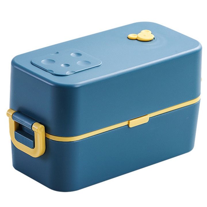 Lunch Boxes 2-Layer 3 Compartment Cutlery Set Bento Boxes, Blue | Daraz ...