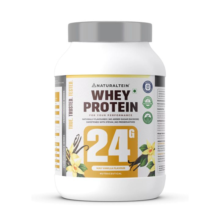Naturaltein 100% Natural Whey Protein 1Kg (38g Serving) Max Vanilla ...