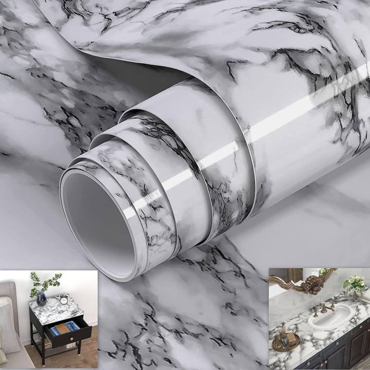 60CM X 200CM Black/White Marble Kitchen Oil Proof Aluminium Foil ...