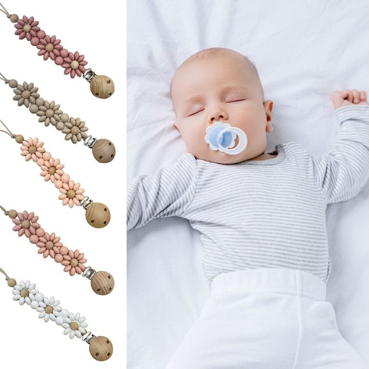 Essentional Handmade Baby Pacifier Clip Silicone Flower Design Dummy ...