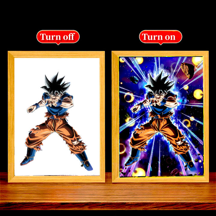 Anime Figure Dragon Ball Light Painting Photo Frame Goku Vegeta Led ...