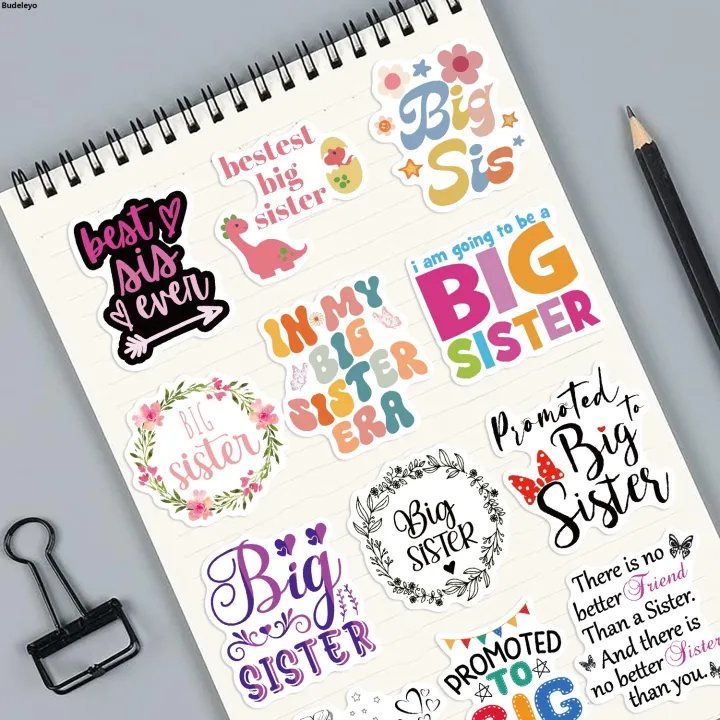 Budeleyo50Pcs Big Sister Stickers for Water Bottle and Laptop - Big ...