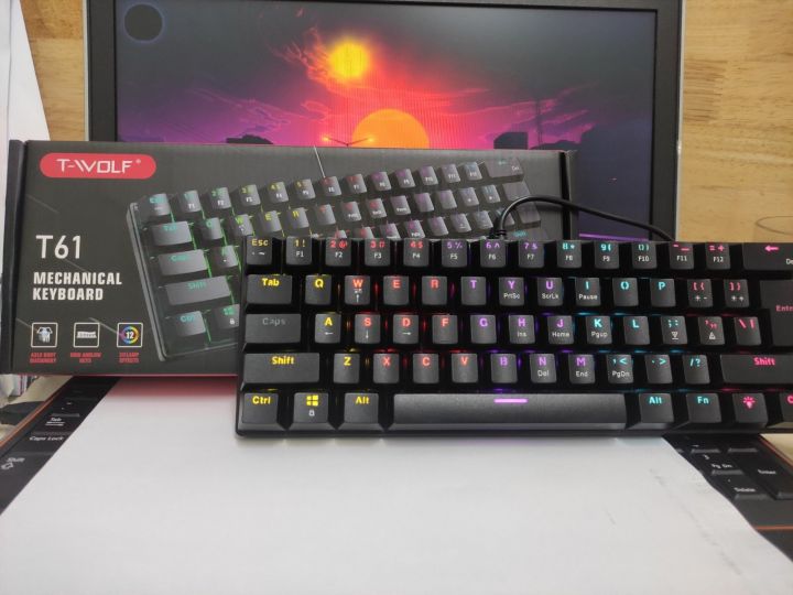 "T-WOLF T61 Computer Laptop Gaming Keyboard USB Wired Colorful Backlit ...