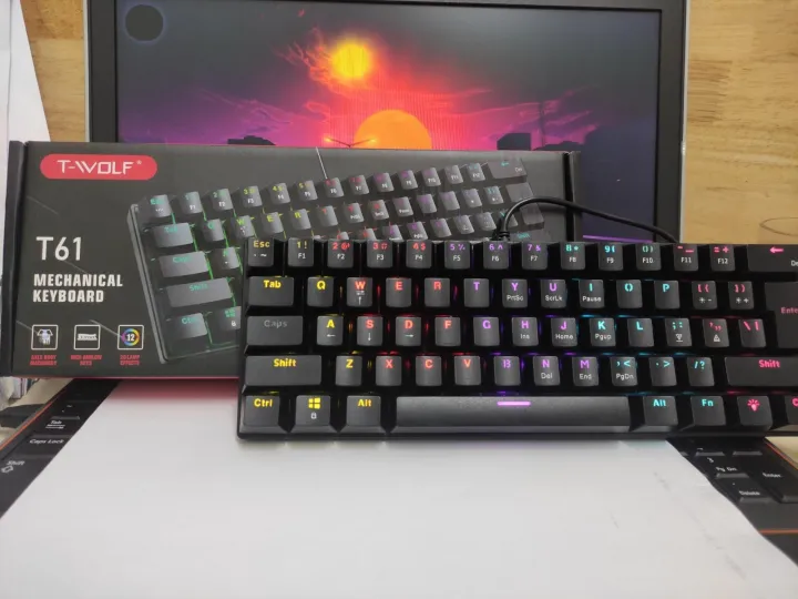 "T-WOLF T61 Computer Laptop Gaming Keyboard USB Wired Colorful Backlit ...