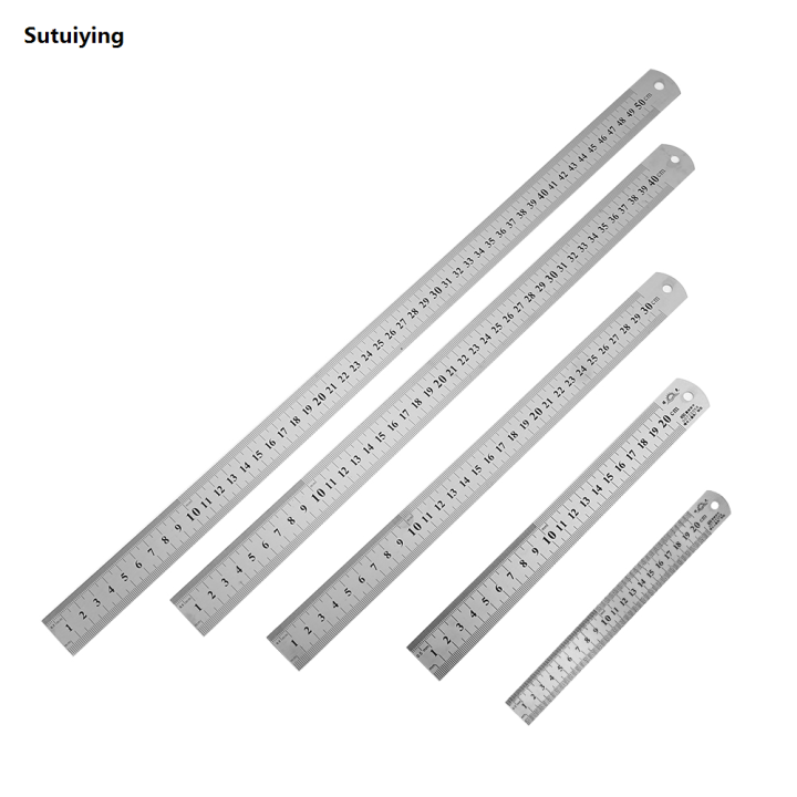 Sutuiying Stainless Steel Double Side Straight Ruler Centimeter Inches ...