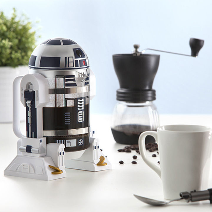 960ml Hand Coffee Maker Cartoon Robot Office Home Manual Thermal Pot ...