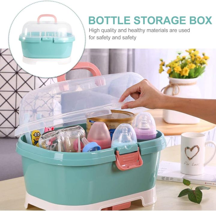 Cozykids - Baby Bottle Drying Rack Storage Large Bottle Storage Box ...