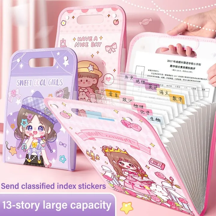Cartoon Waterproof A4 File Folder 13 Pockets Classified Test Paper ...