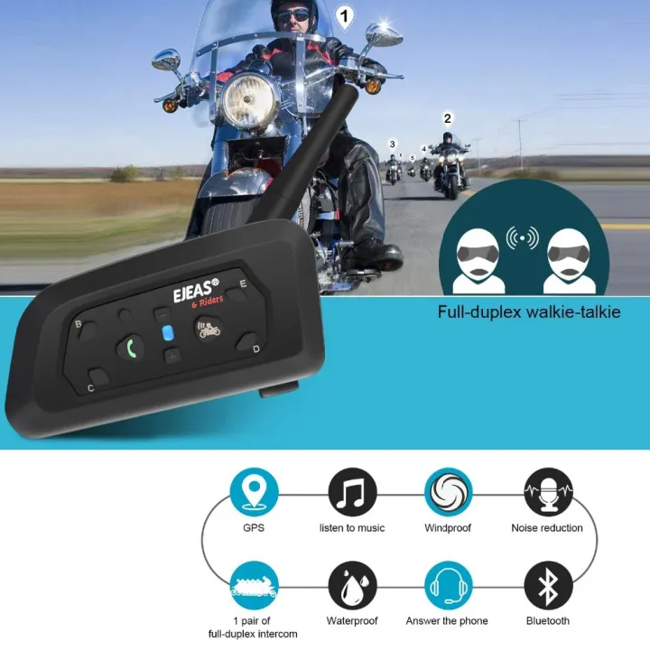V6 Pro Motorcycle Bluetooth Headset 2 Riders Intercom Helmet | Daraz.com.np
