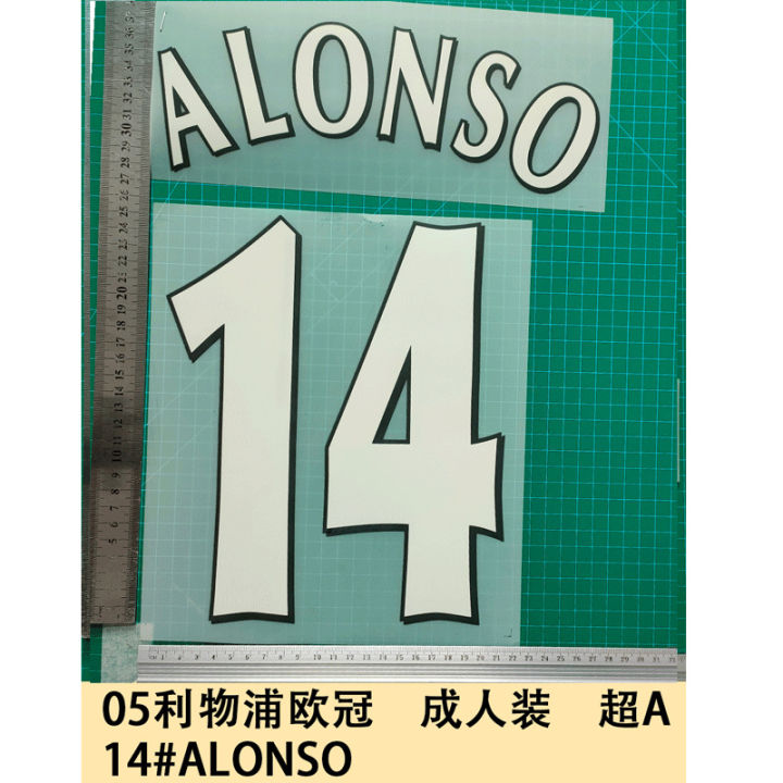05 Liverpool UEFA Champions League Adult A+ 14#ALONSO Jersey Number ...